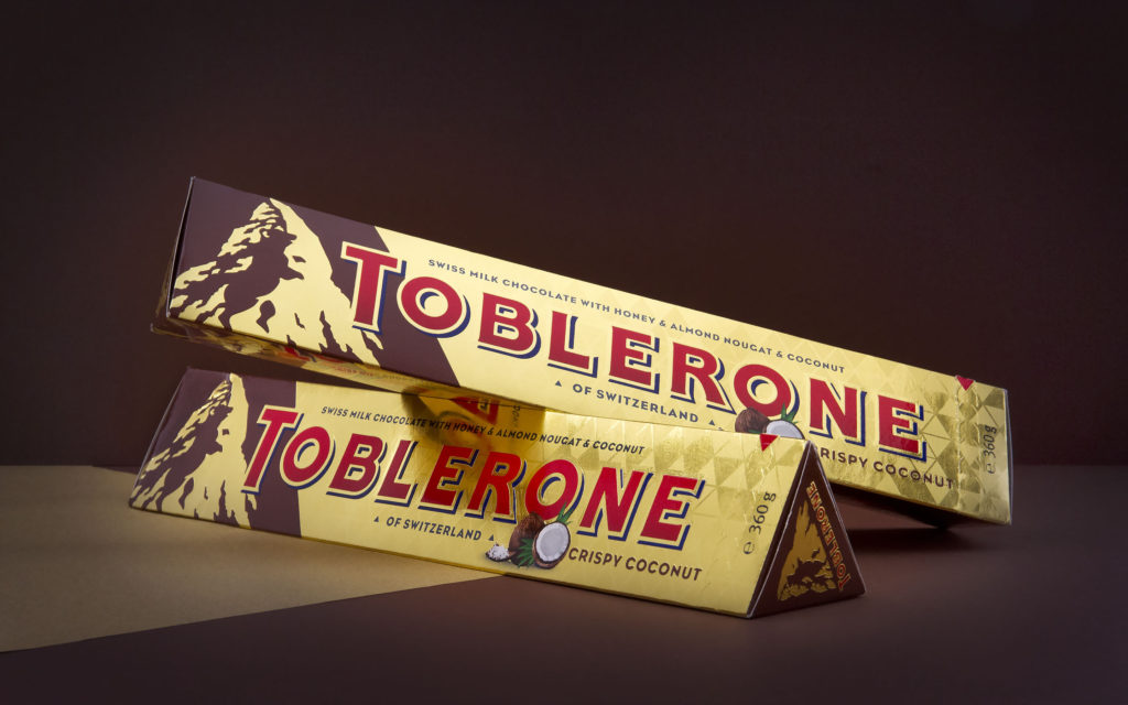 Toblerone coconut flavor 100g and 360g · Conrad Rius Design